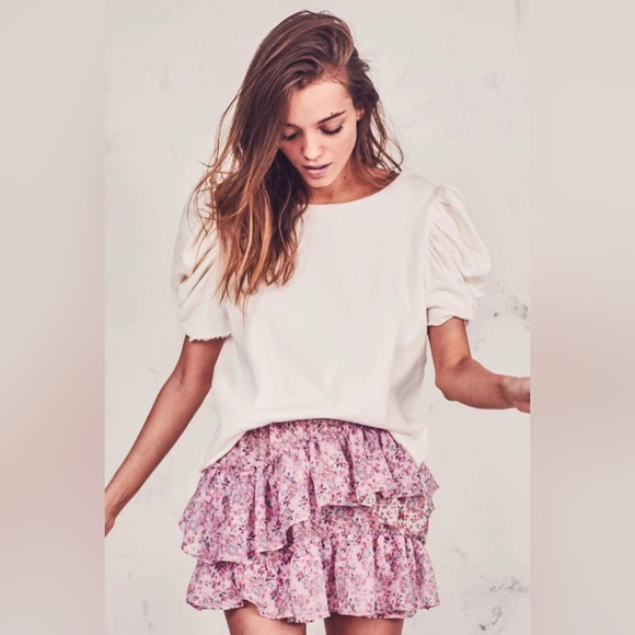 LoveShackFancy | Skirts | Loveshackfancy Ruffle Mini Skirt Pink Floral ...